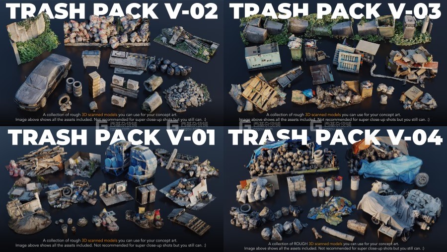 垃圾堆废品3D模型 ArtStation – Trash Pack Vol. 01-04_未分类_三维模型_资源素材_西基杂货铺