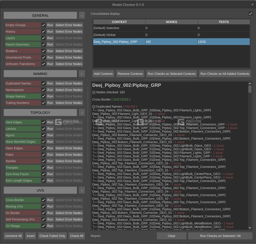 Maya模型检查插件 Model Checker for Maya_Maya软件插件_软件插件_西基杂货铺